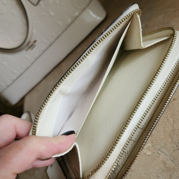 Coach | Bags | Coach Signature Cora Ivory Patent Leather Dome Satchel ...